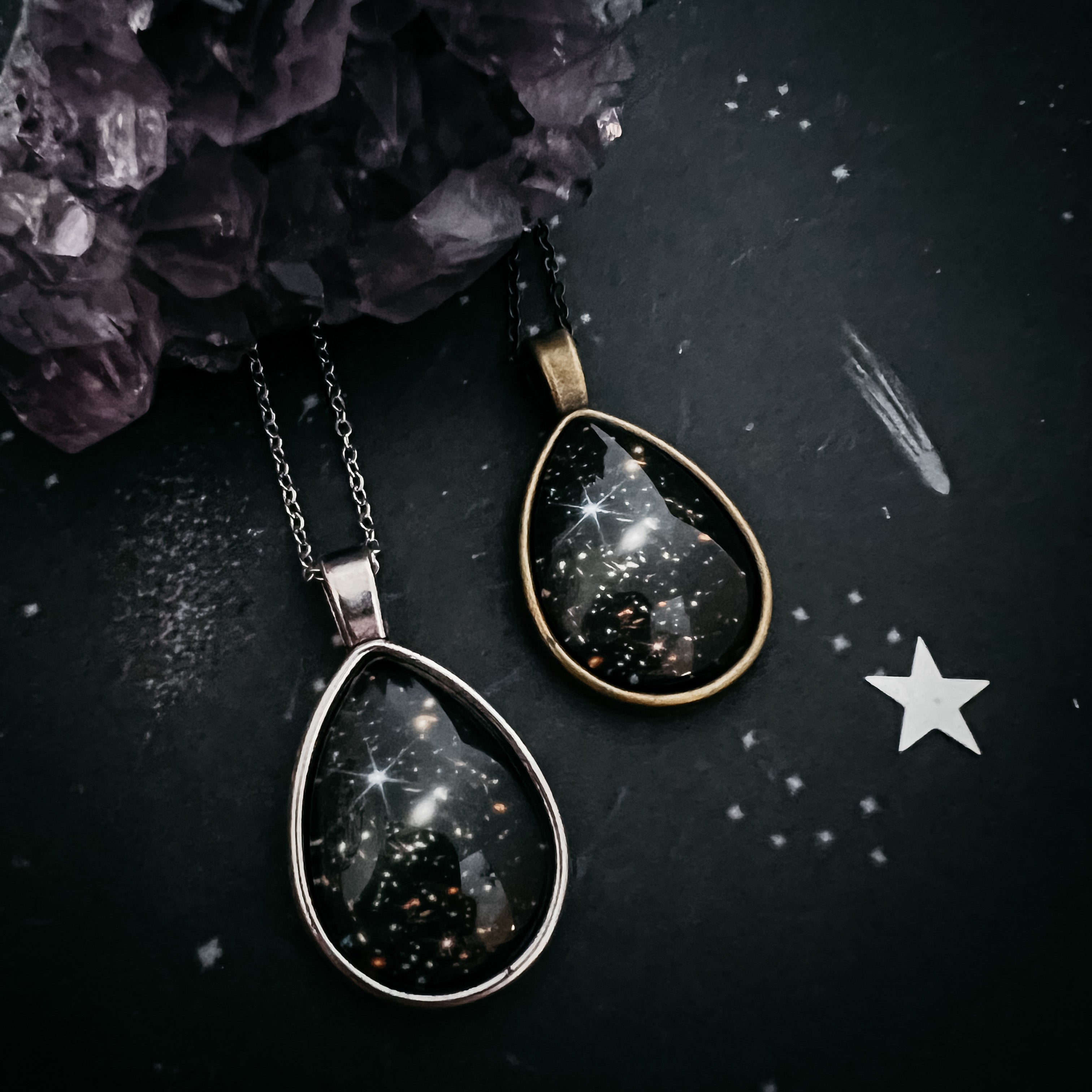 JWST Deep Field Drops in Cosmic Ocean Teardrop Necklace – Shy Little Witch