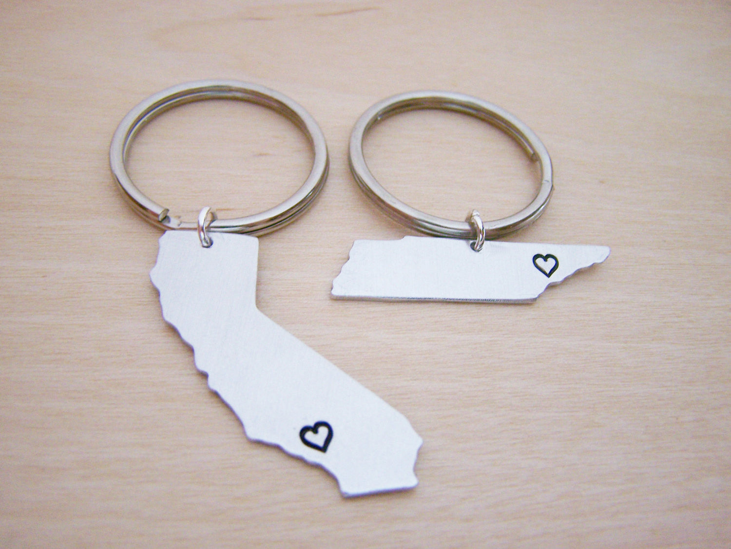Hand Stamped State Key Chain – Shy Little Witch